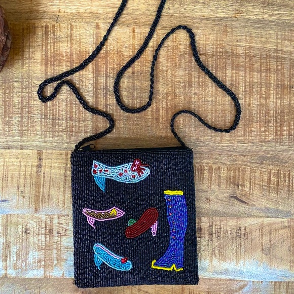 American Vintage | Bags | Vintage Ermo Black Beaded Bag With Shoes ...